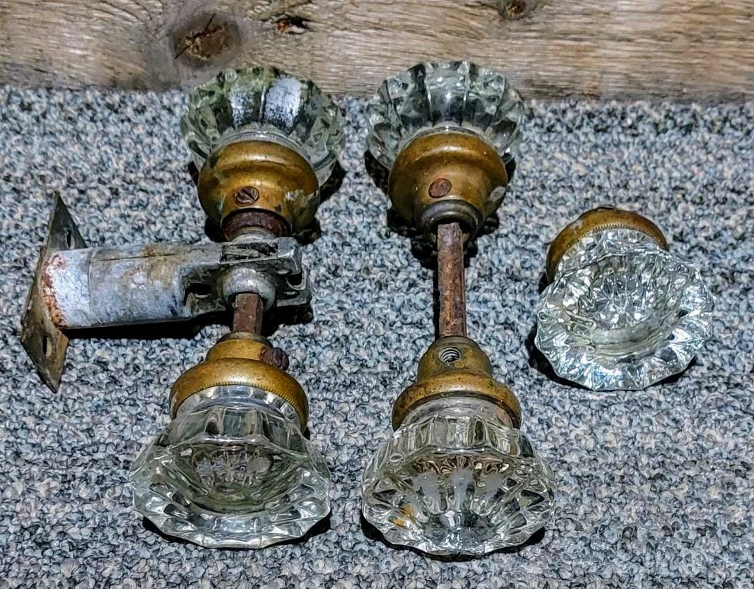 Vintage Victorian Glass Door Knobs: Restored 1900s Pot Metal Shanks - Etsy