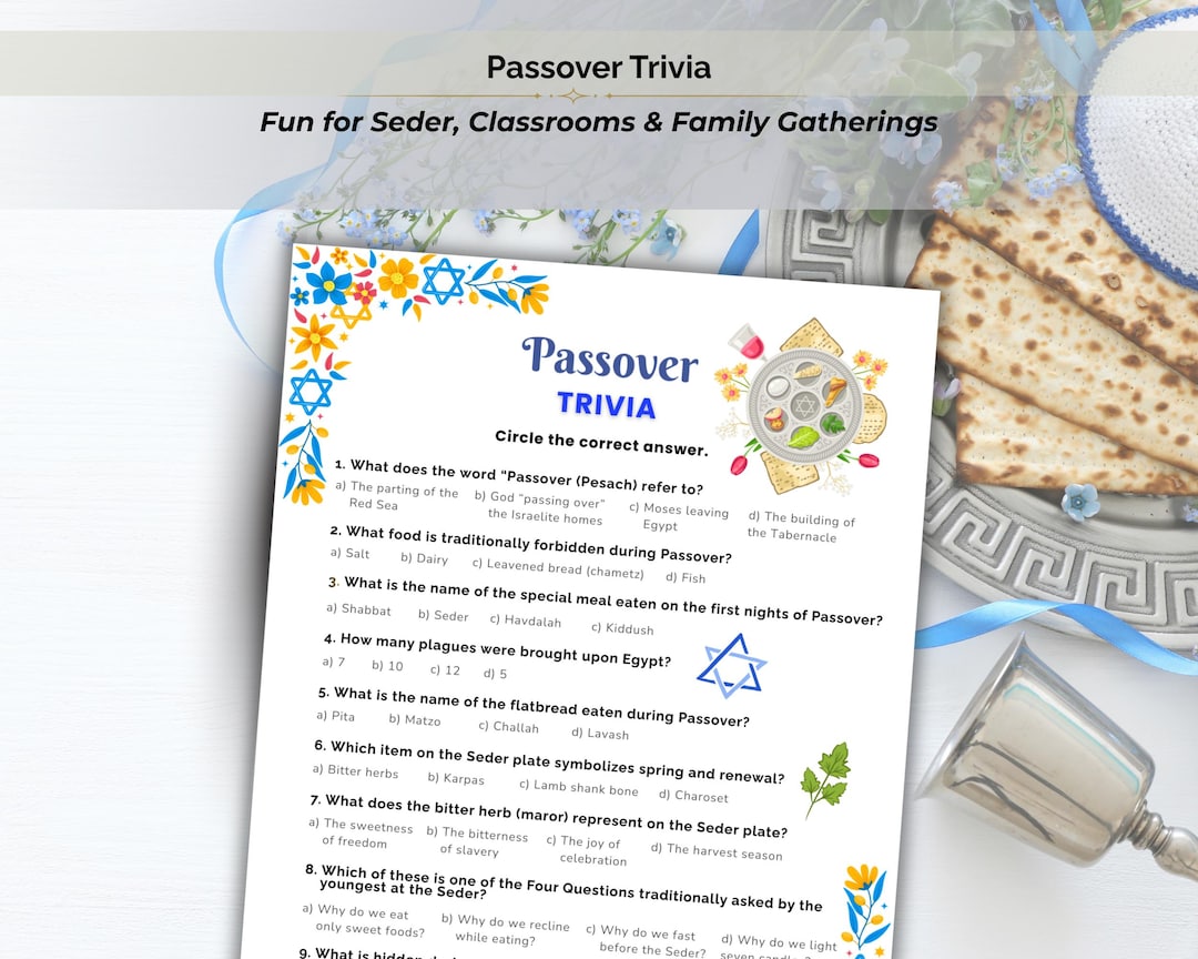 Passover Trivia Game, Happy Passover, Pesach, Passover Gift, Jewish ...
