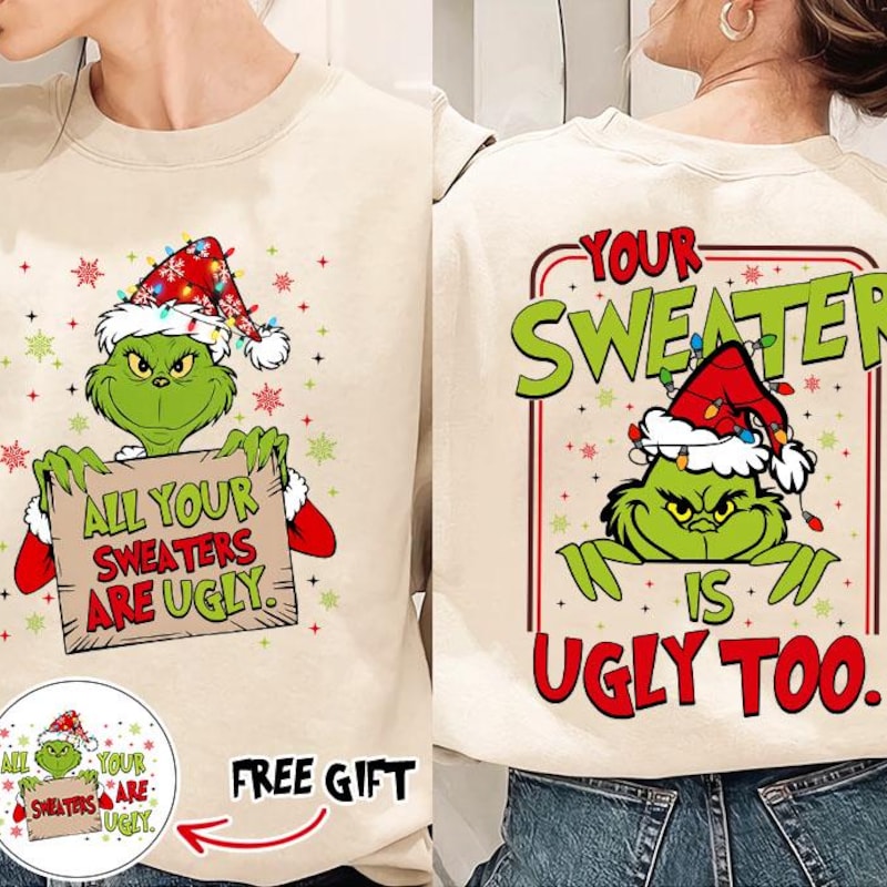 Grinch Two Sided Sweater - Etsy