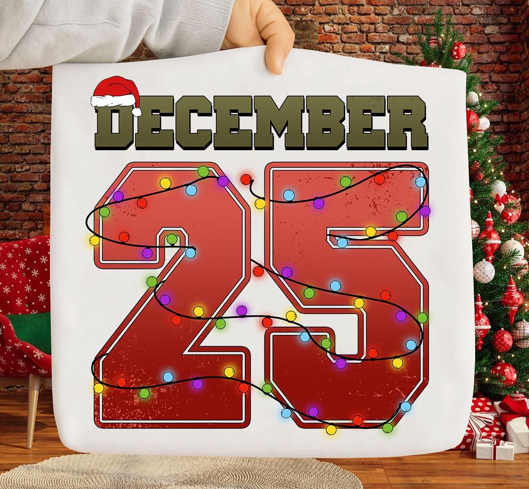 Distressed 25 December Png, Merry Christmas Varsity Png, Vintage ...