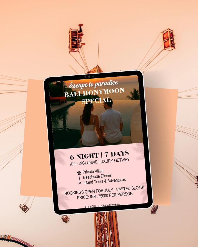 Bali Honeymoon Poster Template | Editable Travel Promo Flyer | Romantic ...