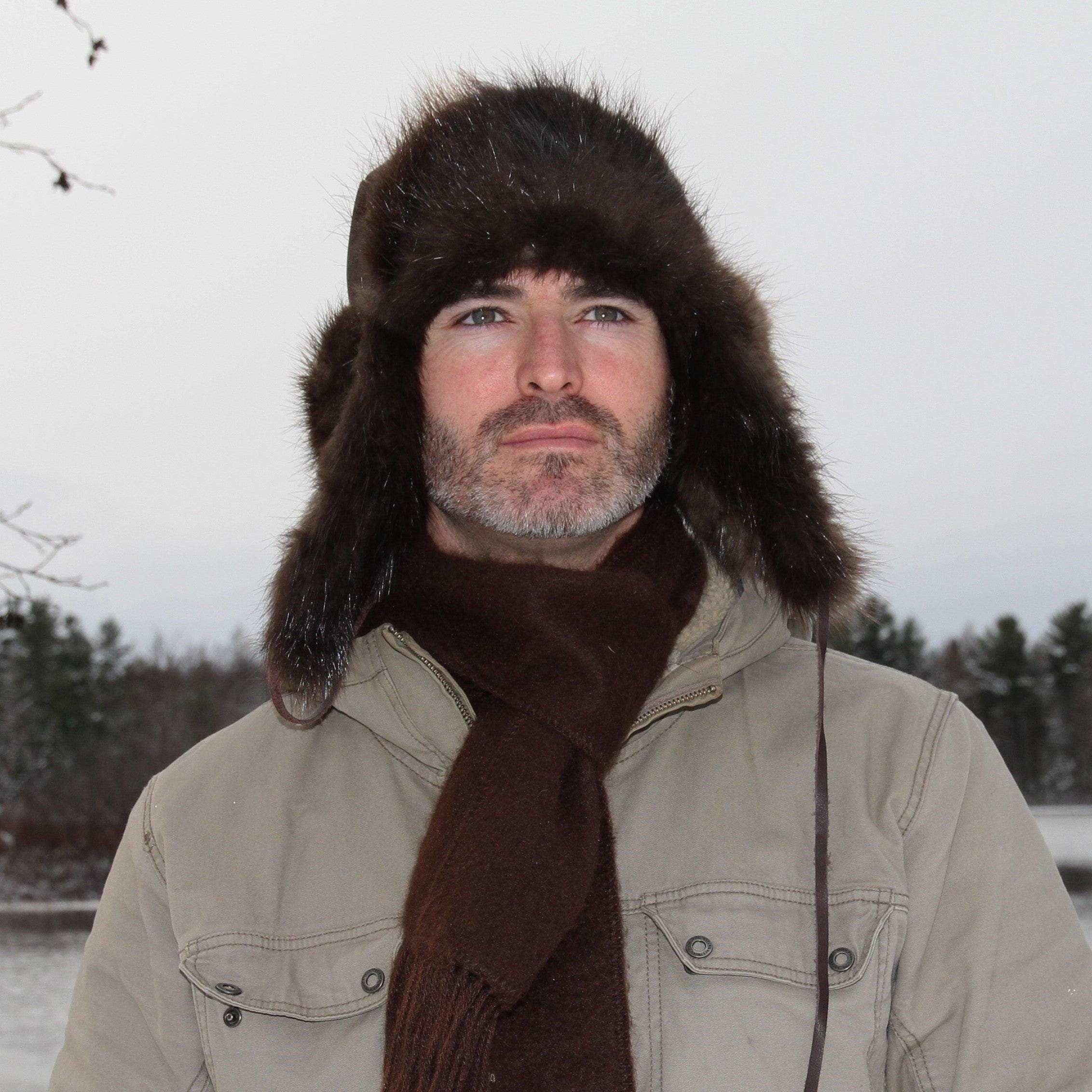 Beaver Fur Trapper Hat, Brown Leather - Etsy