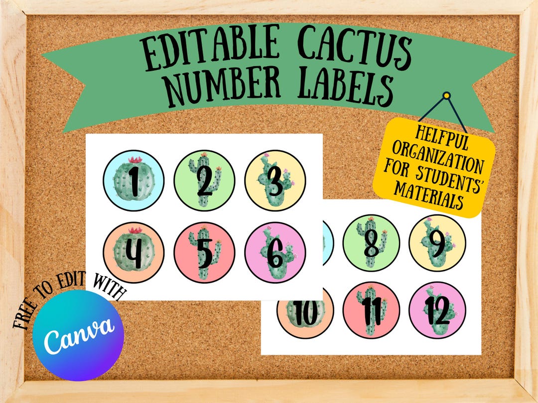Cactus Number Labels: Desert Classroom Decor (1-30, Editable, 3.05 ...