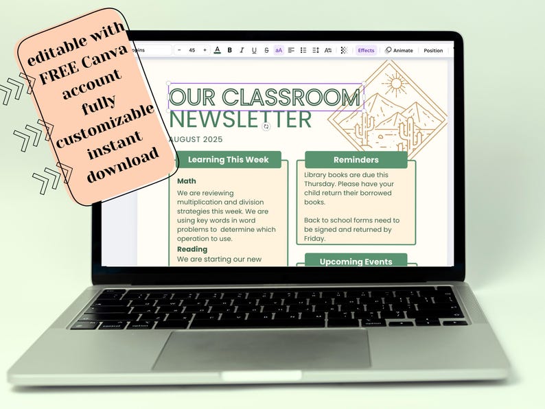 Cactus Meet the Teacher Template: Editable Open House Flyer - Etsy