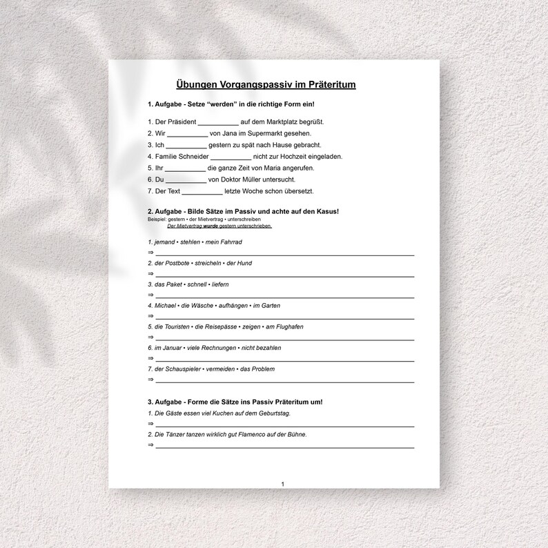 German Passive Voice Worksheets – Präsens, Präteritum, Perfekt – DAF ...