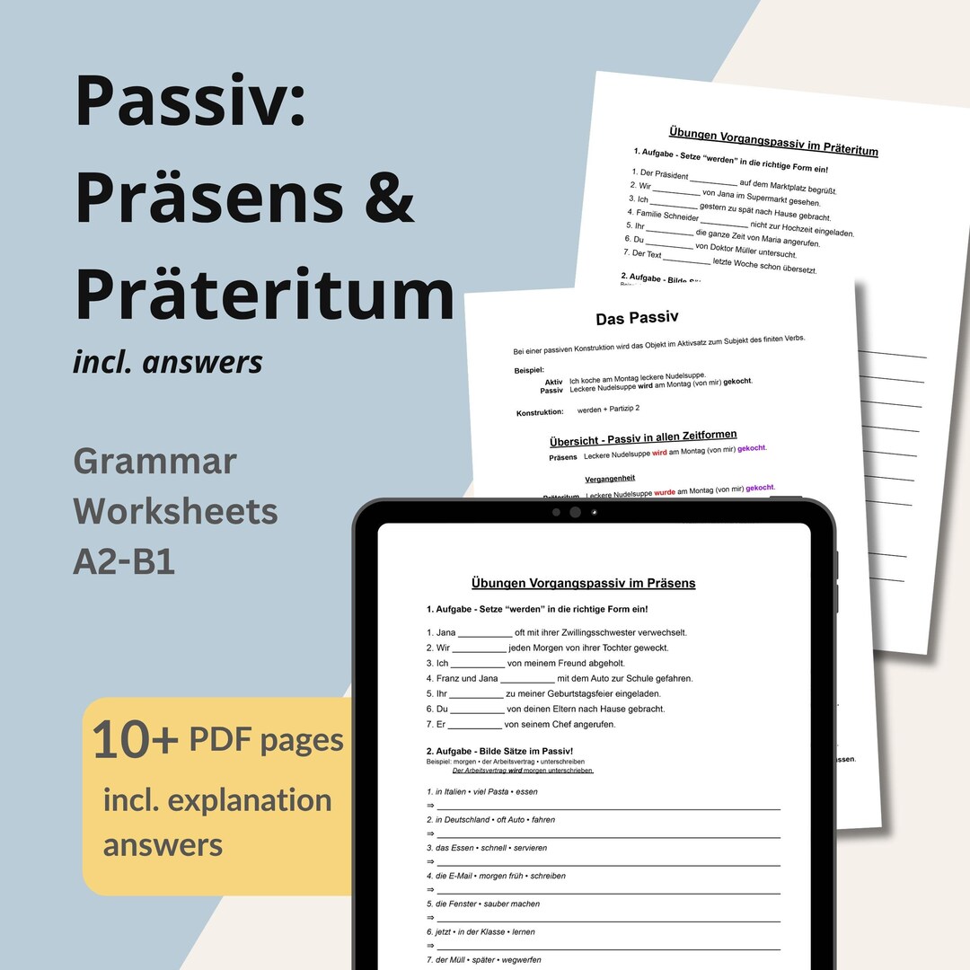 German Passive Voice Worksheets – Präsens, Präteritum, Perfekt – DAF ...