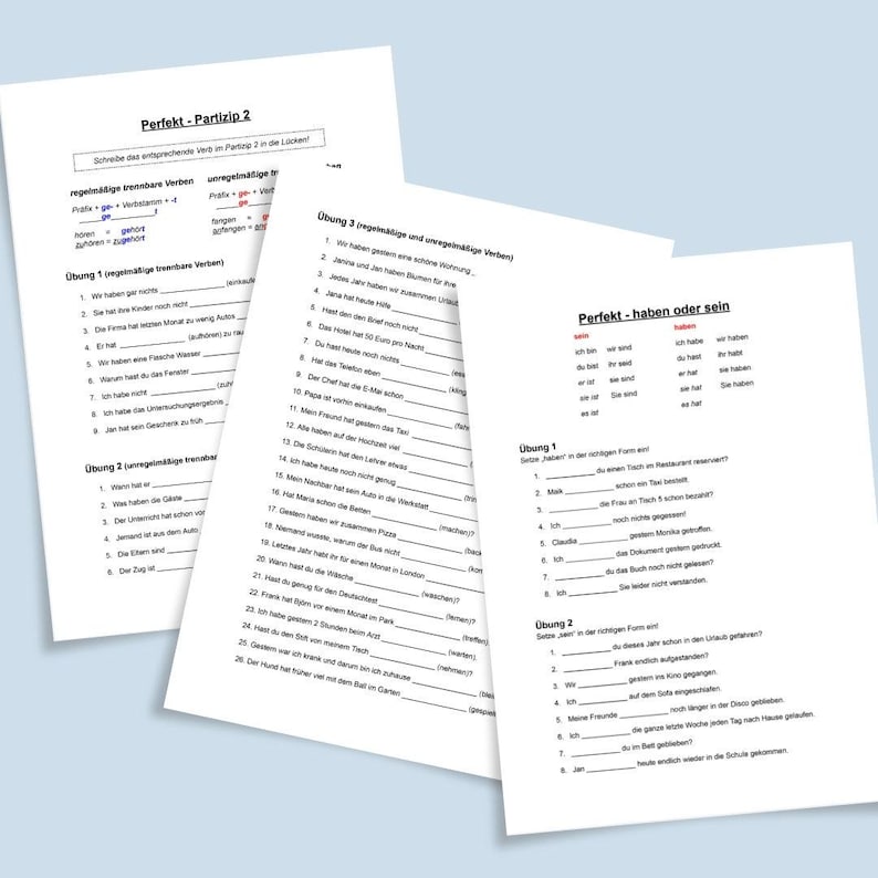 German Perfekt Tense Worksheets – Past Participle & Perfect Tense – DAF ...