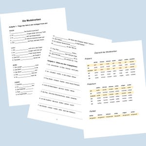 German Modal Verbs Worksheets – Present + Past Tense – DAF/DAZ A1 A2 B1 ...