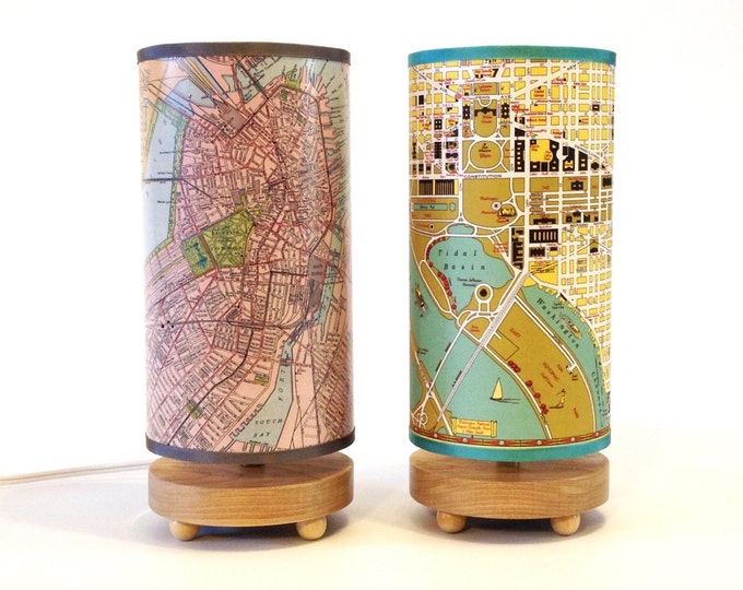 Pair of Medium Map Table Lamps savings - Etsy
