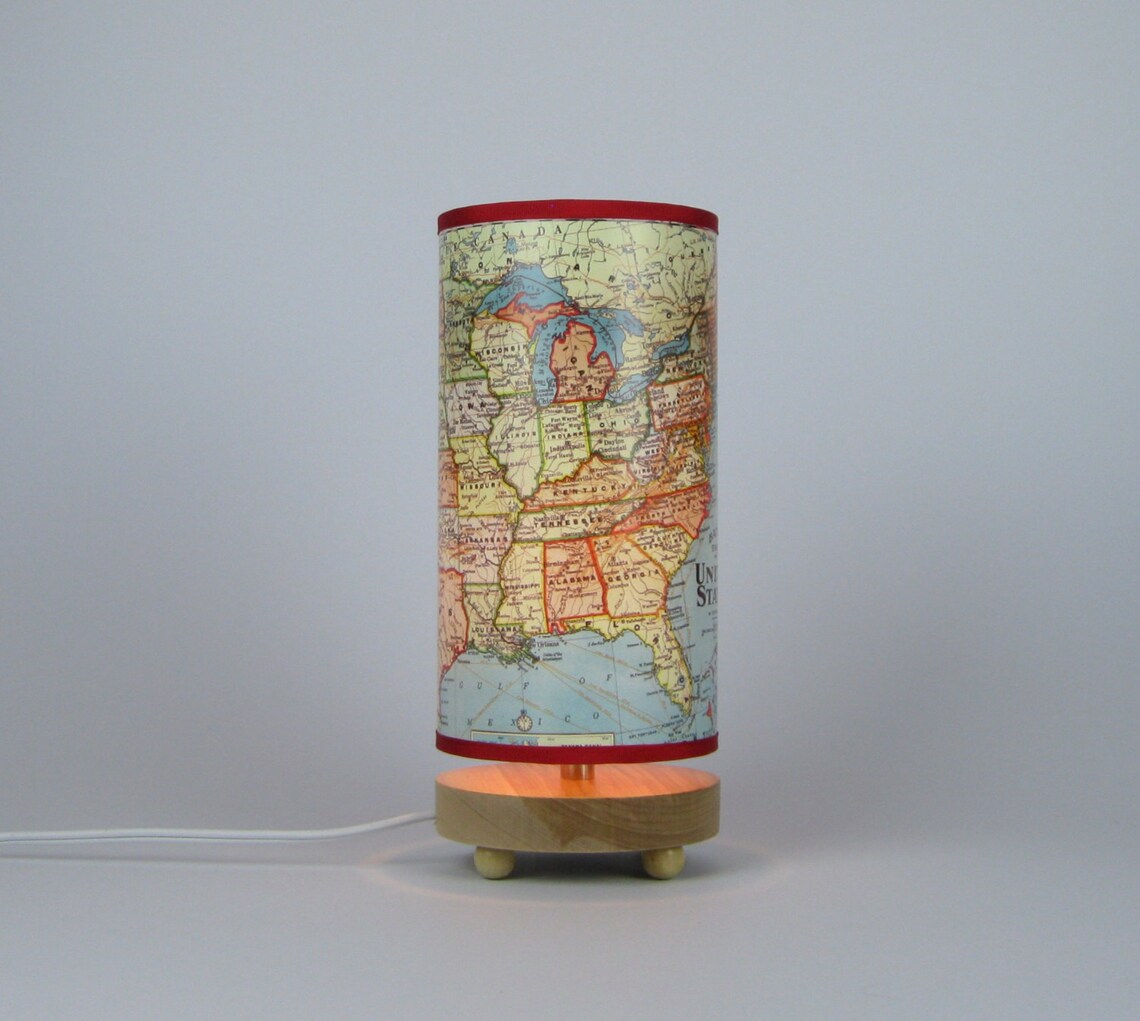 Pair of Medium Map Table Lamps -savings! - Etsy