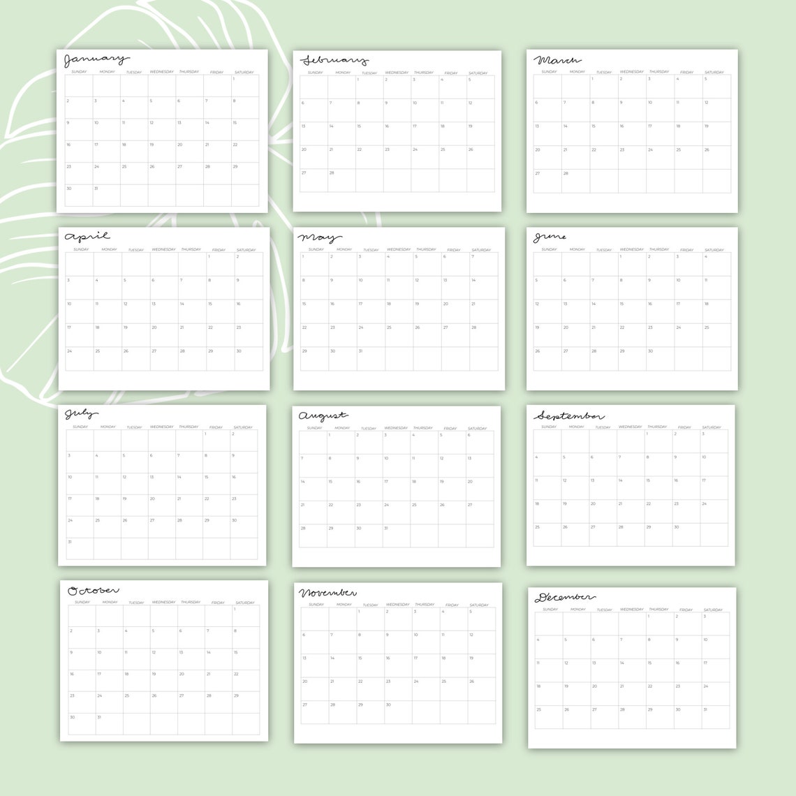 2022 Monthly Calendar | Instant Download | PDF Printable | 8.5x11 ...