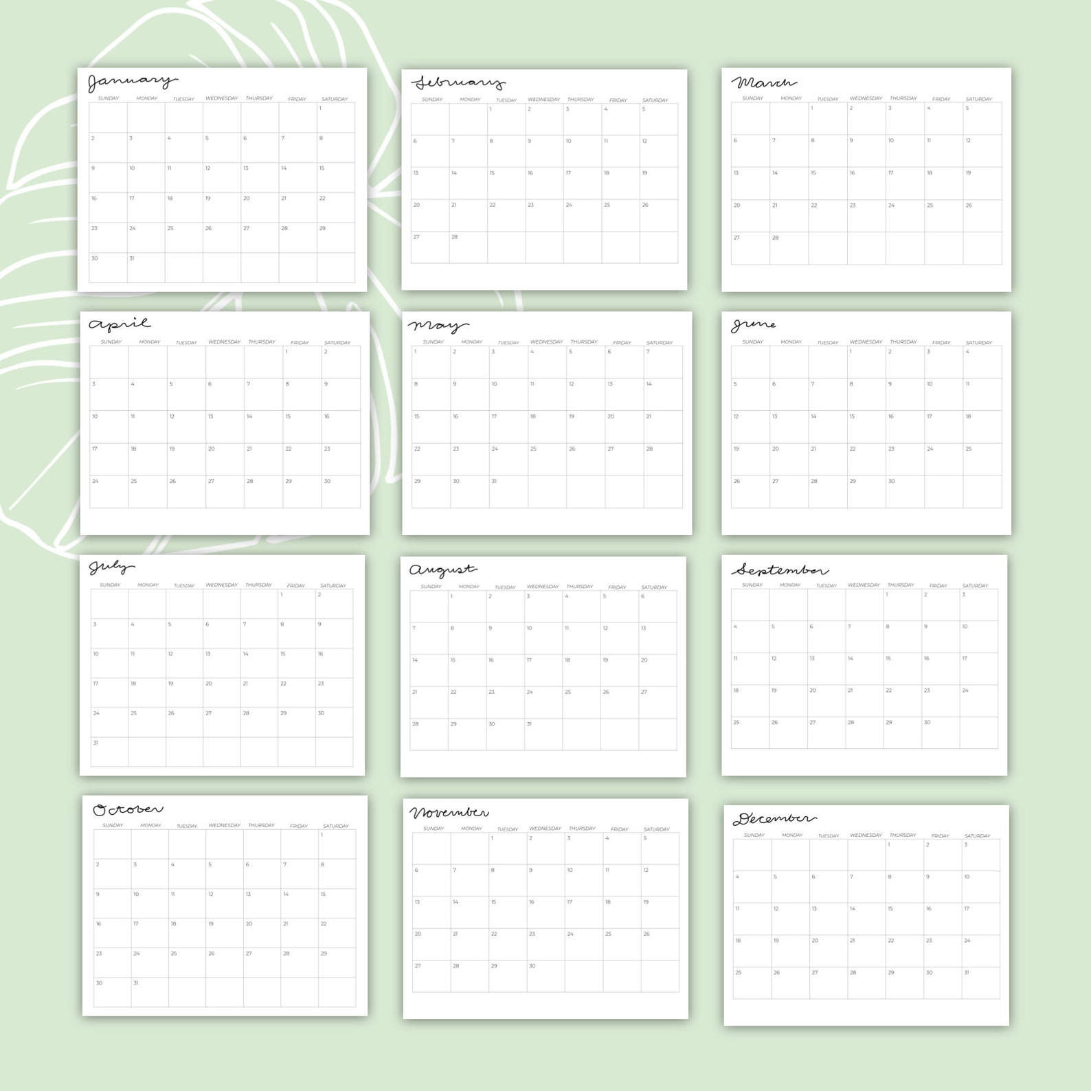 2022 Monthly Calendar | Instant Download | PDF Printable | 8.5x11 ...