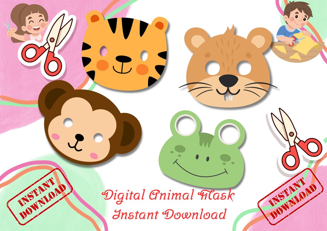 Printable Animal Masks for Kids – DIY Cut & Paste Craft – Fun Paper ...