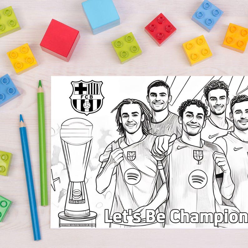 25 Sheets | FC Barcelona BARCA Colouring Pages | Digital Download ...