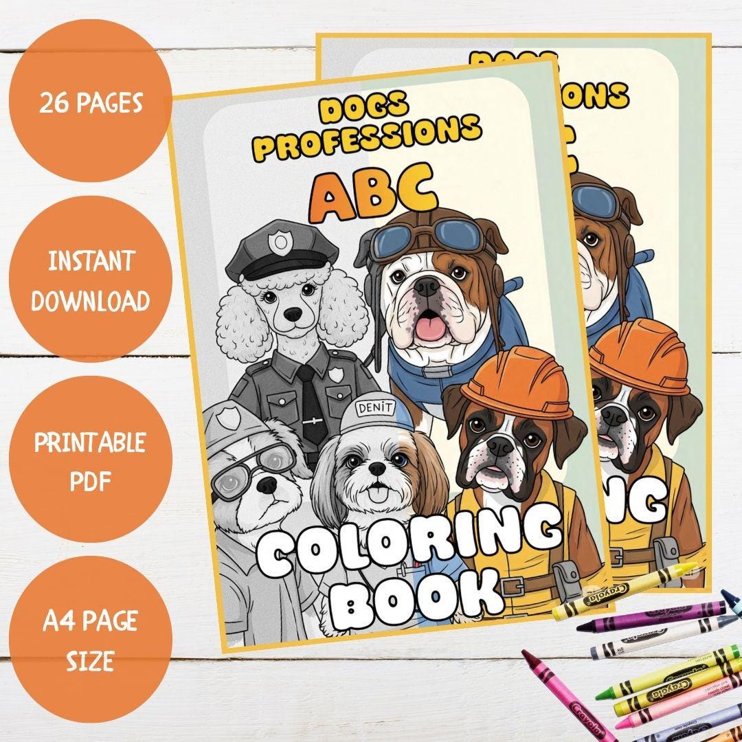 26 Pages ABC Professions Dogs Coloring Pages | ABC Children Coloring ...