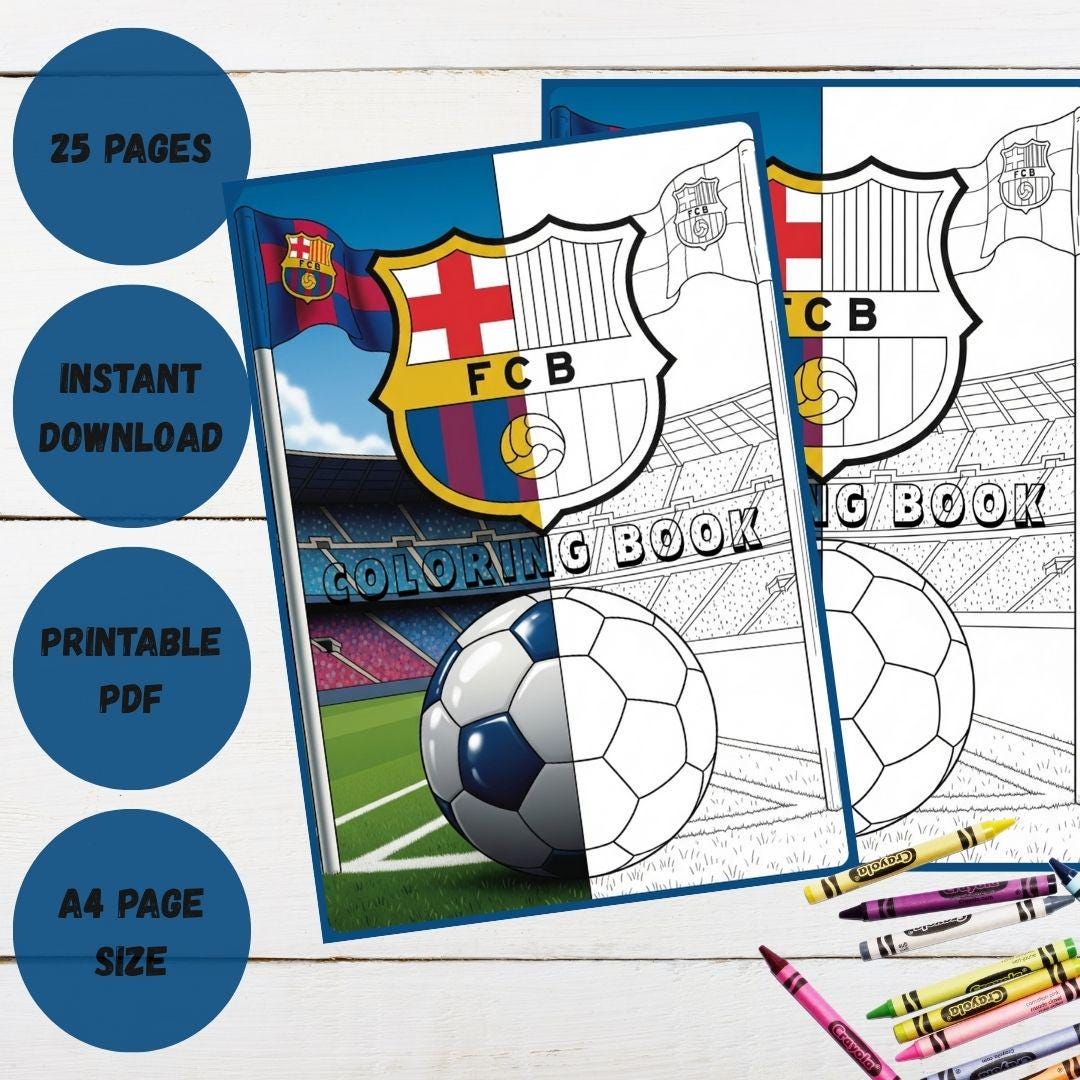 FC Barcelona Coloring Pages: 25 Football Activity Sheets (digital ...