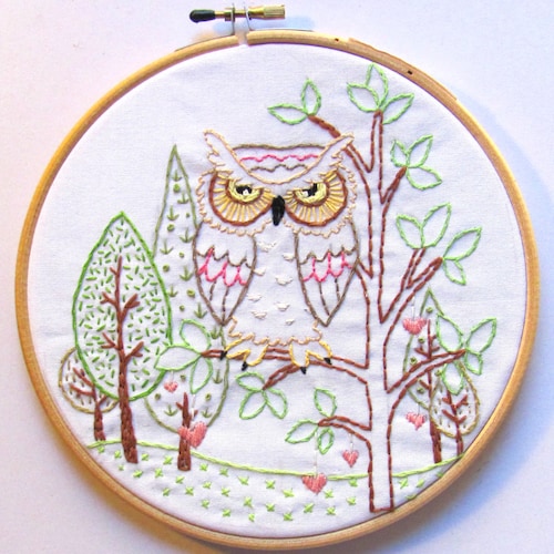 Little Friendly Owl // Hand Embroidery PDF Pattern Instand - Etsy