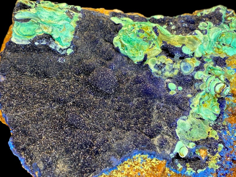 Azurite With Malachite on Matrix Crystal Specimen, Deep Blue, Green ...