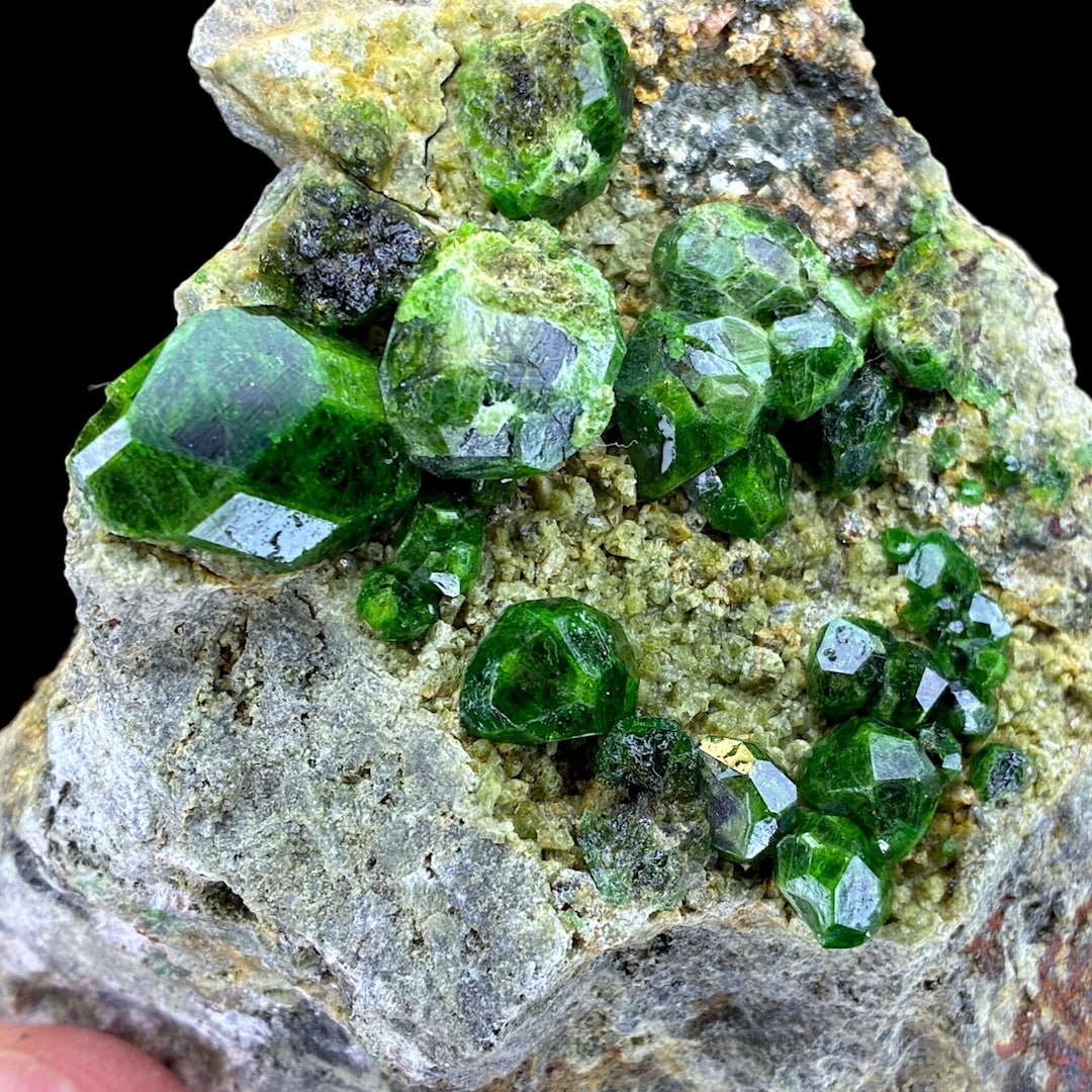 Rare Green Demantoid Garnet on Matrix, Raw Andradite Crystal Cluster ...