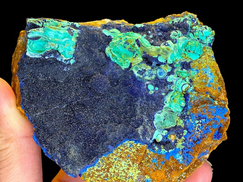Azurite With Malachite on Matrix Crystal Specimen, Deep Blue, Green ...
