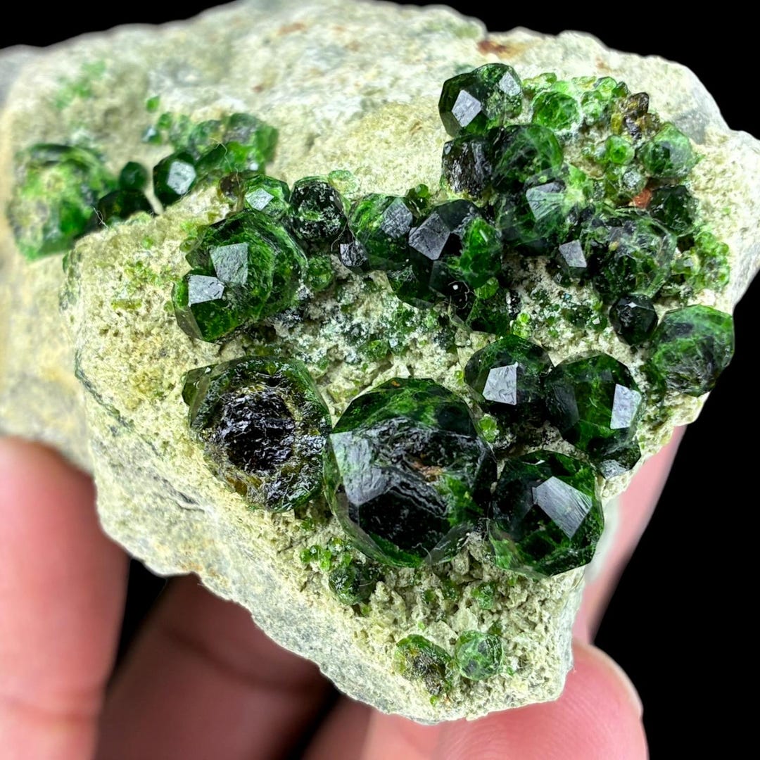 Rare Green Demantoid Garnet on Matrix, Raw Andradite Crystal Cluster ...
