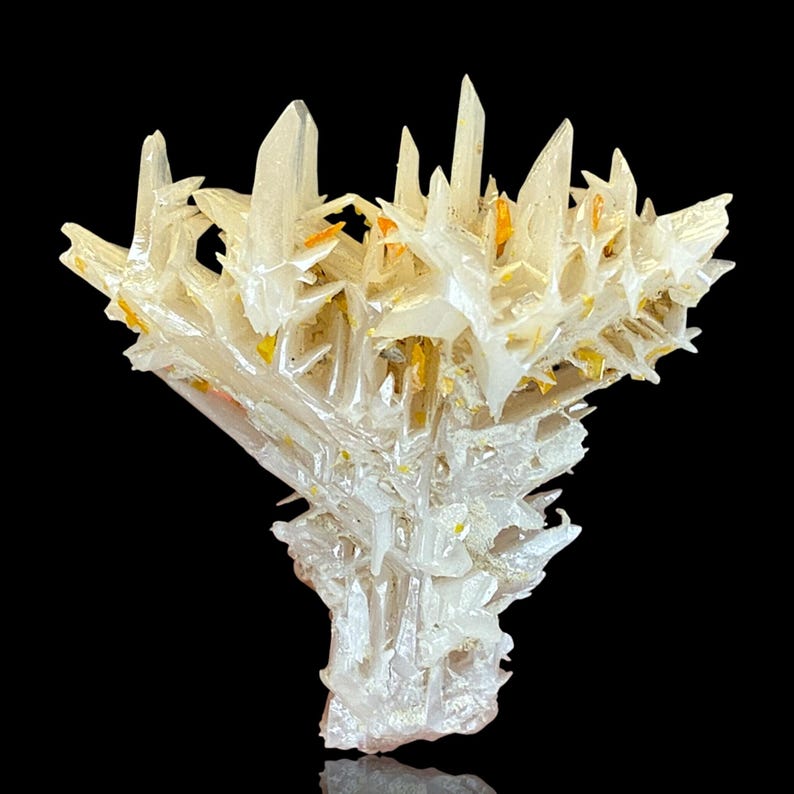Natural Cerussite Crystal Cluster With Wulfenite, Raw Rare Mineral ...