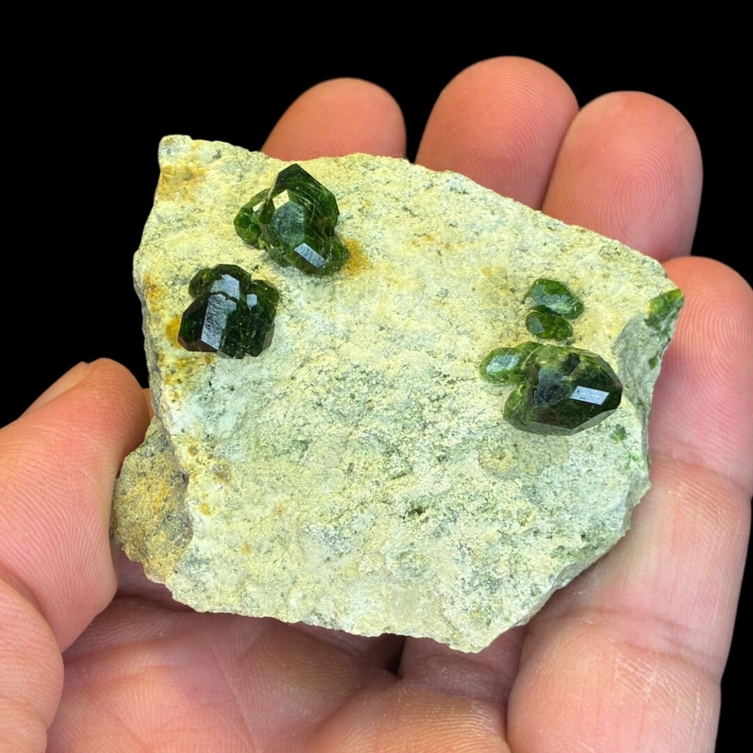 Rare Green Demantoid Grossular Garnet Mineral Specimen on Matrix ...