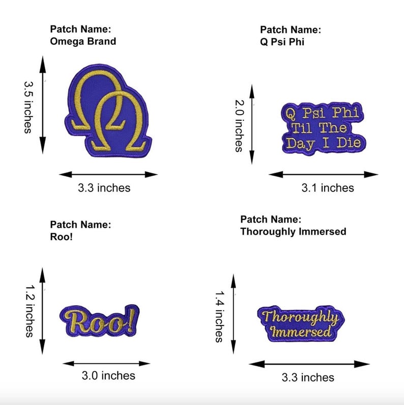 Purple & Gold Embroidered Patches - Iron-on Sew-on - 12 Piece Set or 1 ...