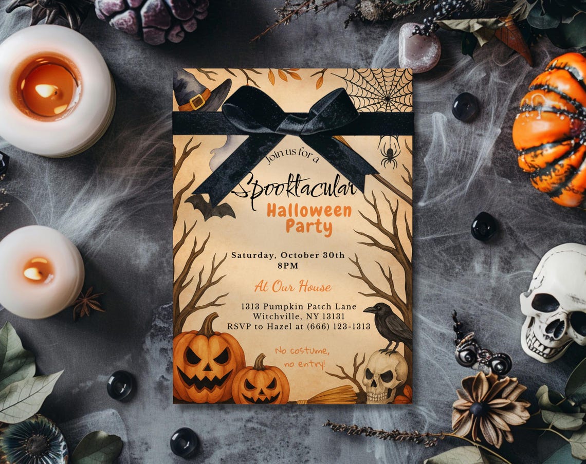 Editable Halloween Party Invitation | Spooky Pumpkin Theme | Instant ...