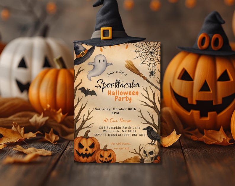 Editable Halloween Party Invitation | Spooky Pumpkin Theme | Instant ...