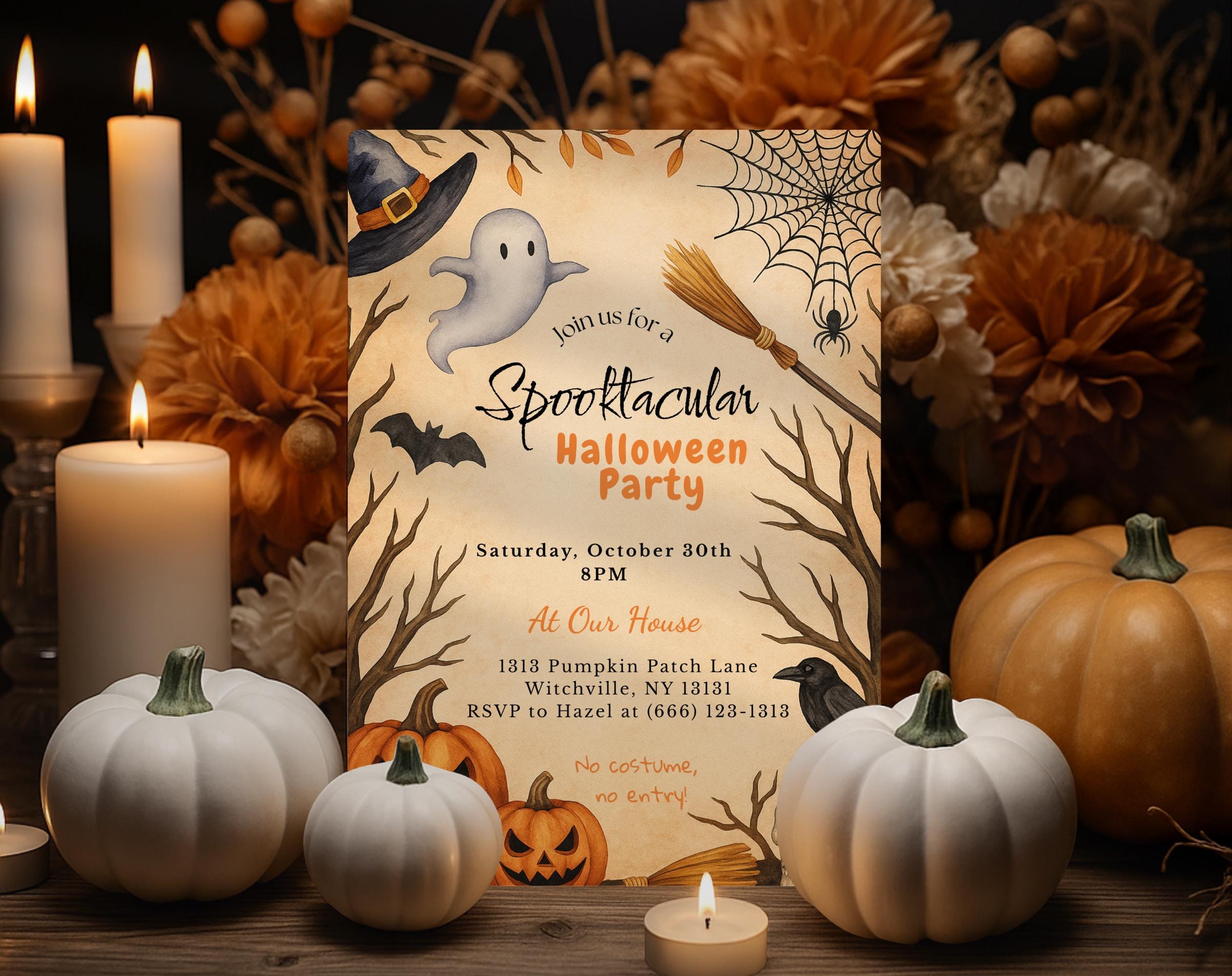 Editable Halloween Party Invitation | Spooky Pumpkin Theme | Instant ...