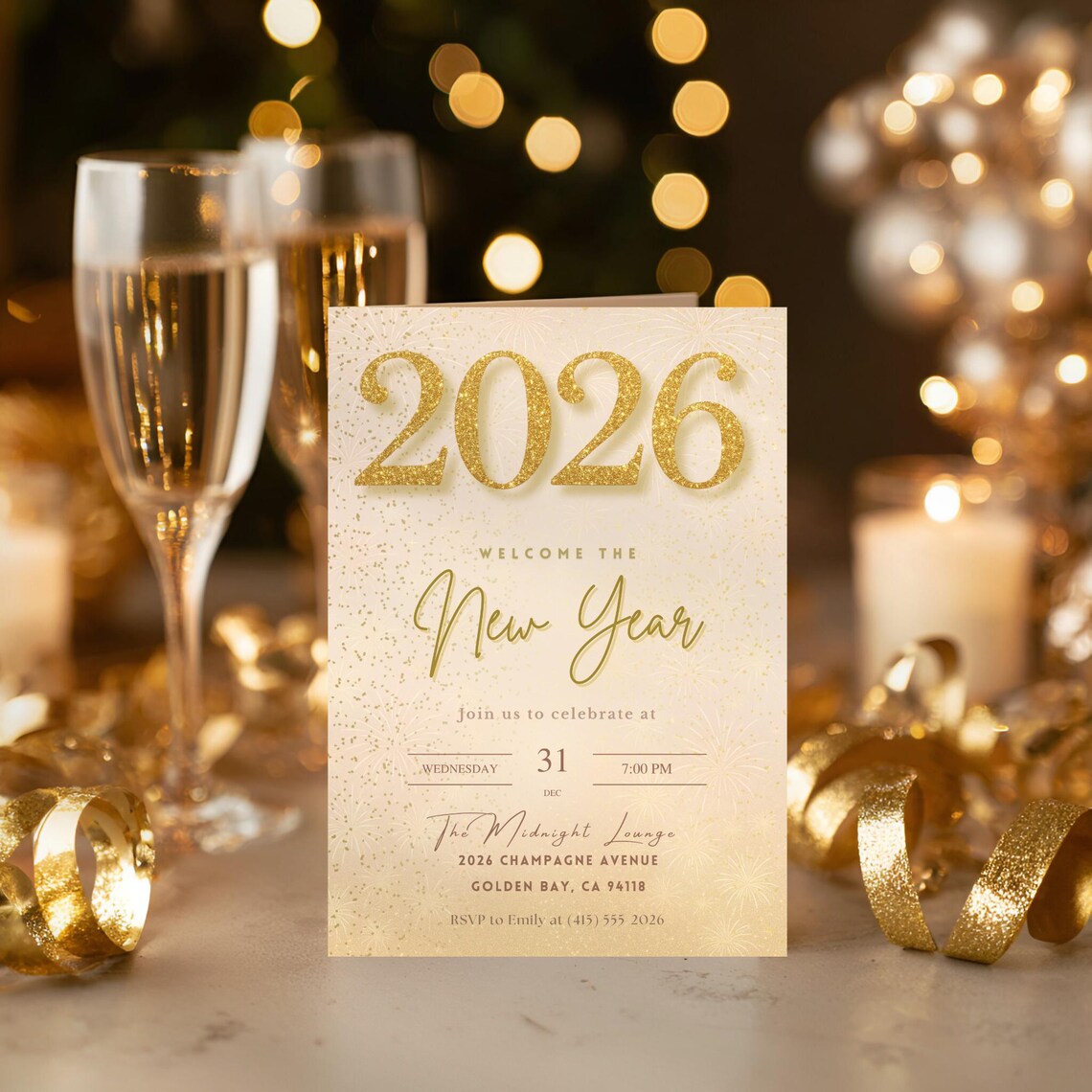 New Year Invitation Template: Editable Canva Invite, Digital Download ...