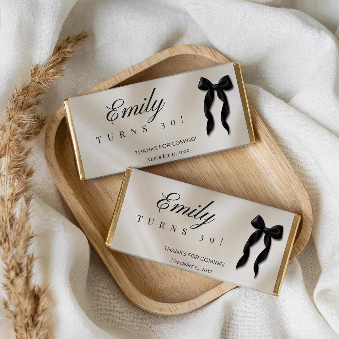 Editable Chocolate Wrapper Template | Black Bow Candy Bar Wrapper ...