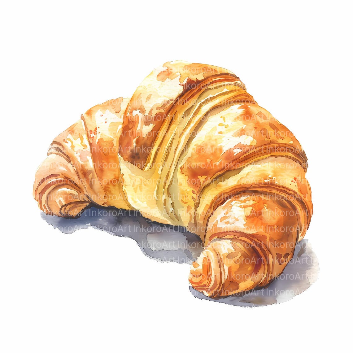 Watercolor Croissant Clipart | Flaky Pastry Bakery Art (digital ...