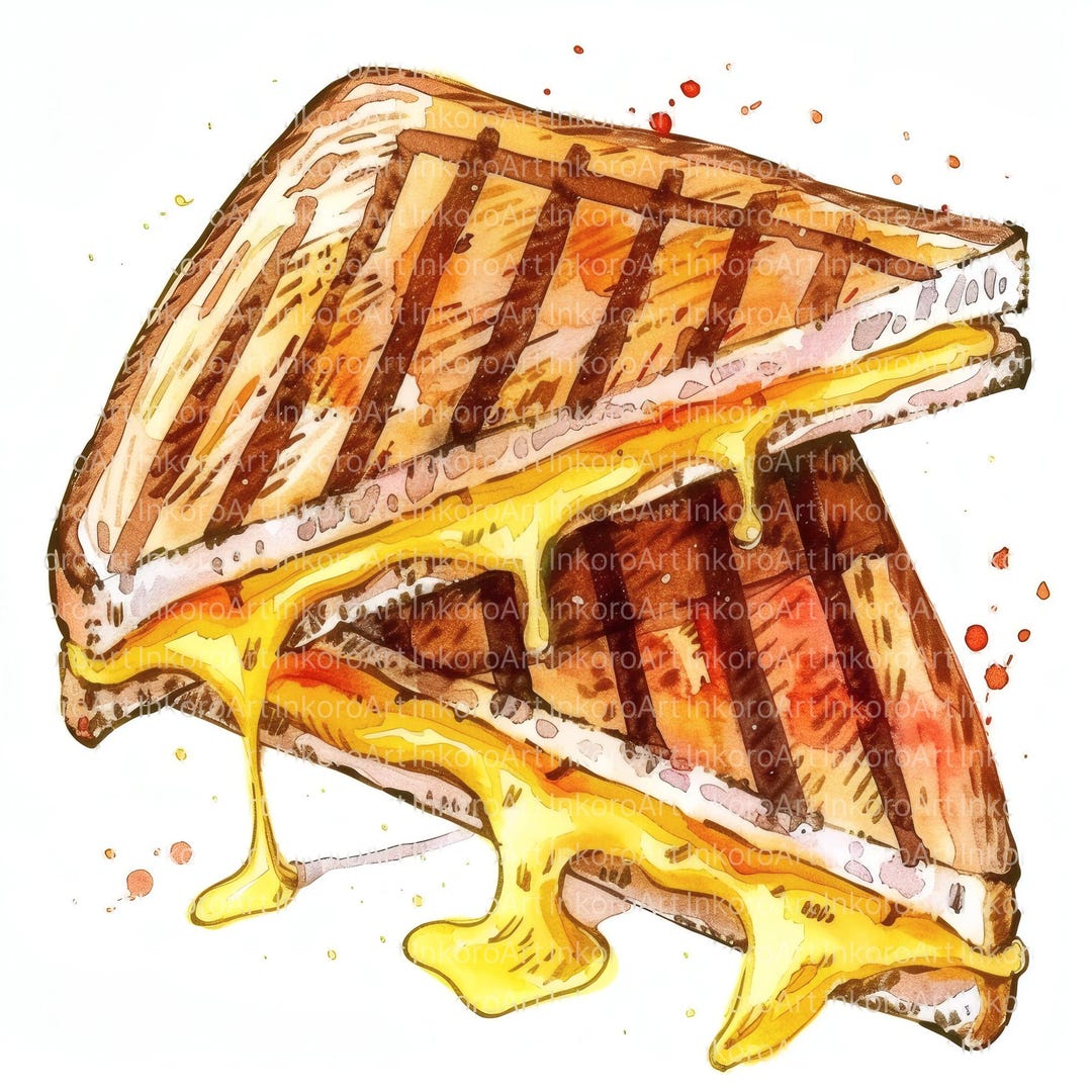 12 Grilled Cheese Clipart | Watercolor Sandwich With Melted Cheese ...