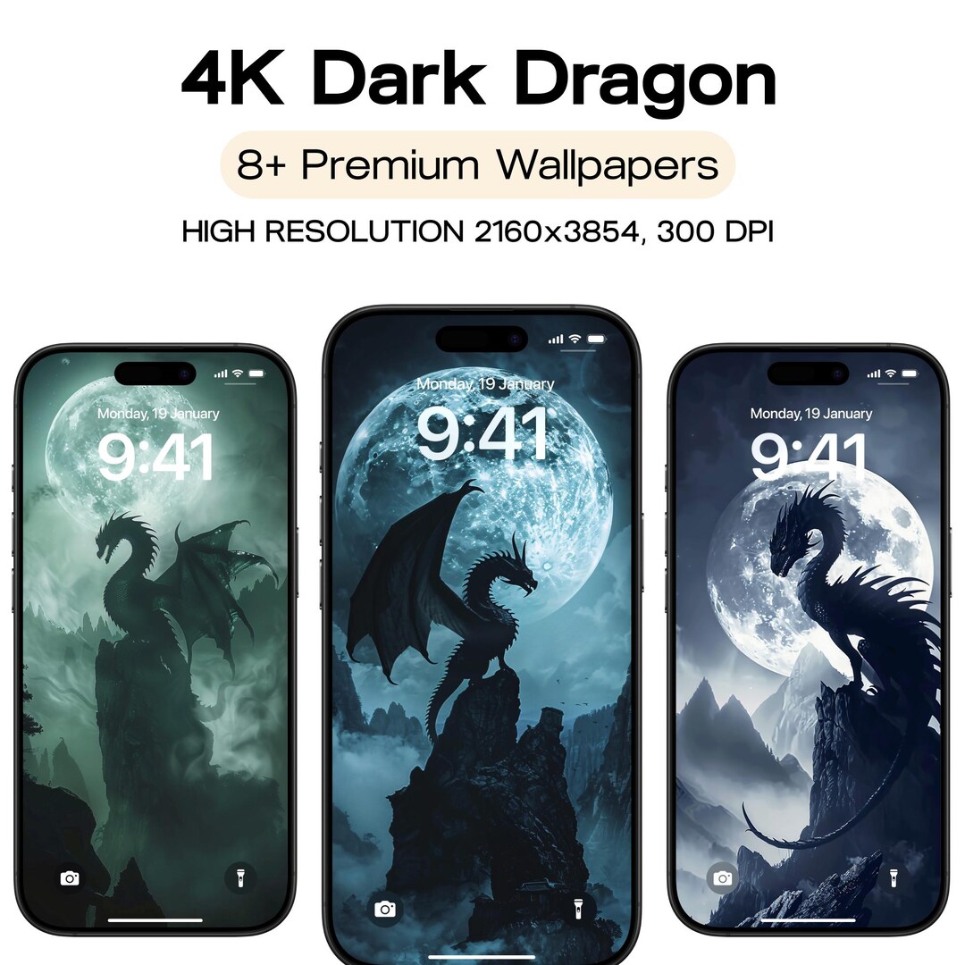 Dark Fantasy Dragon Phone Wallpaper | Silhouette, Full Moon (digital ...