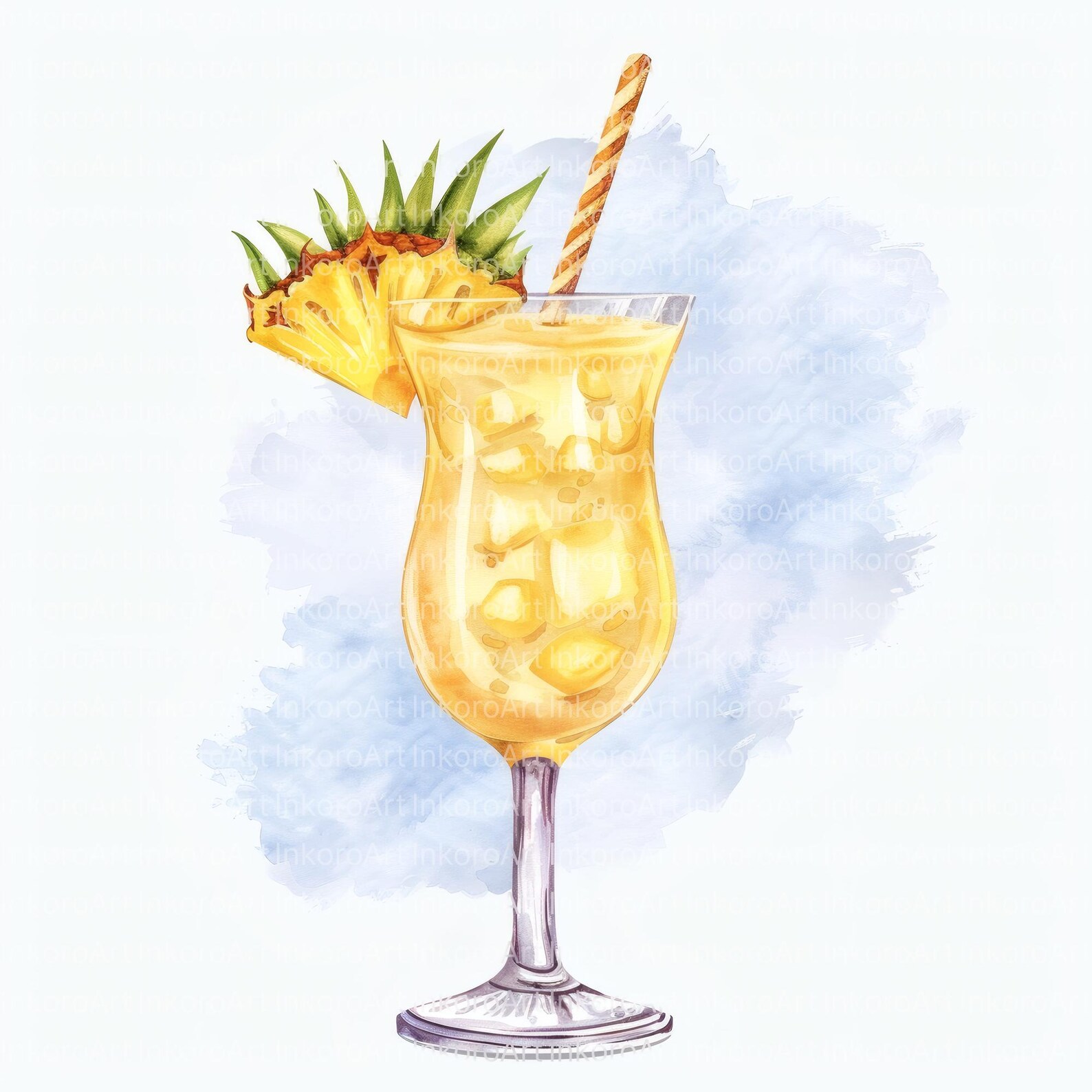 Watercolor Piña Colada Clipart: Tropical Drink Art (digital Download ...