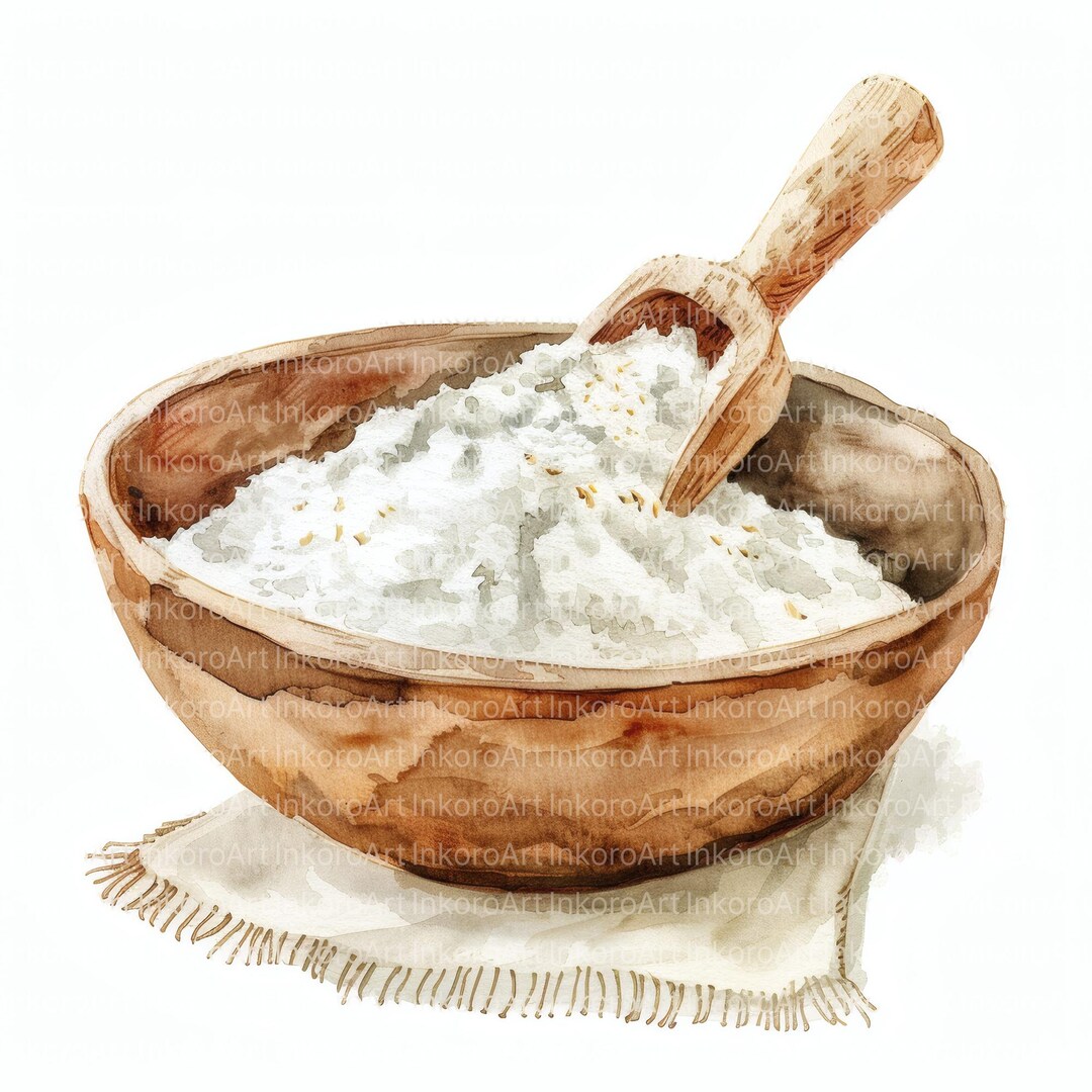 Watercolor Flour Bowl Clipart: Rustic Baking Art (digital Download, 12 ...