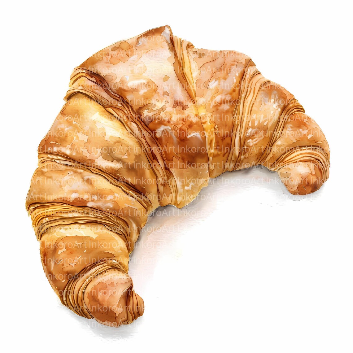 Watercolor Croissant Clipart | Flaky Pastry Bakery Art (digital ...