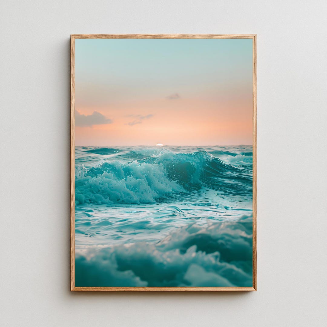 Abstract Ocean Layers Poster | Modern Sea Wall Art | Calm Coastal ...