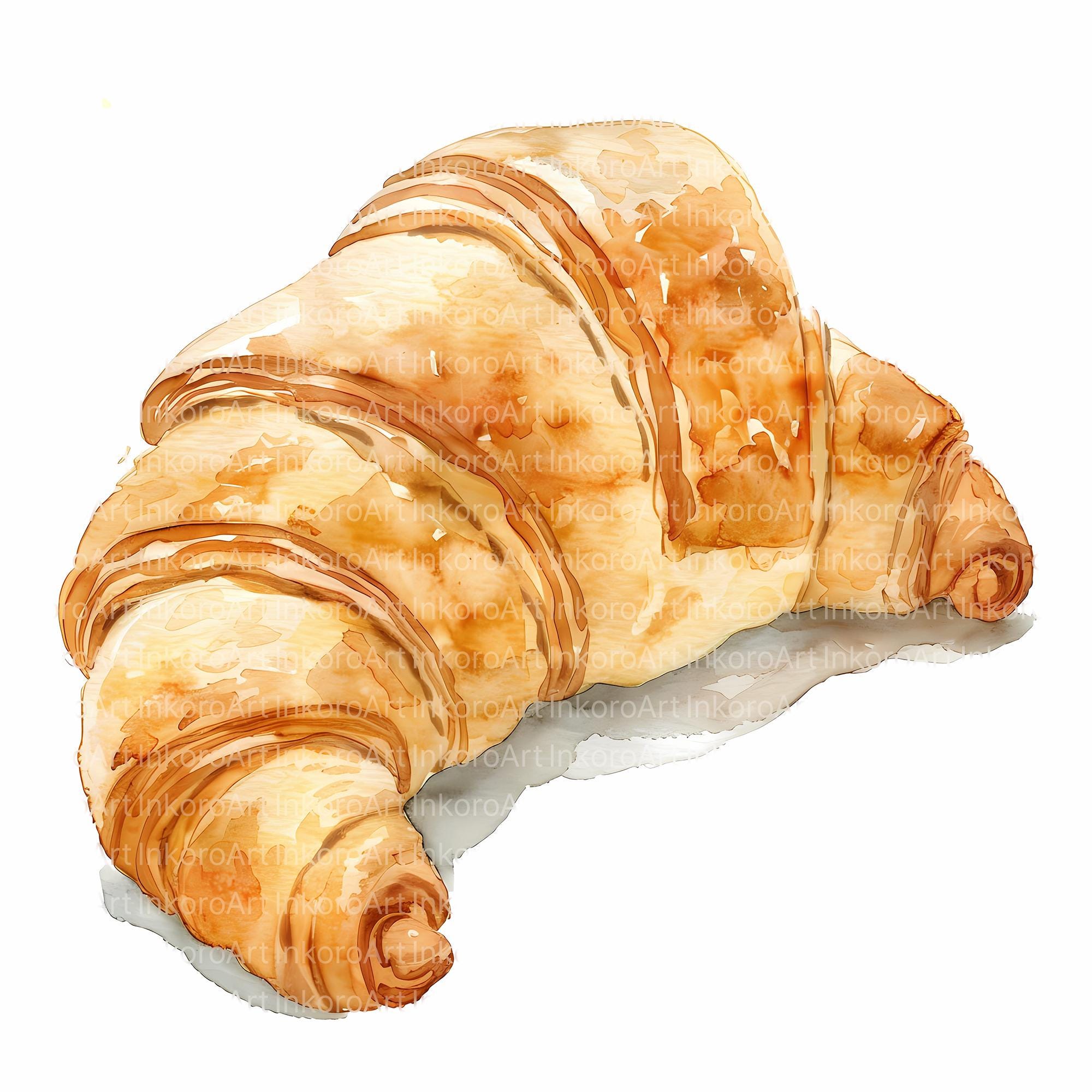 Watercolor Croissant Clipart | Flaky Pastry Bakery Art (digital ...