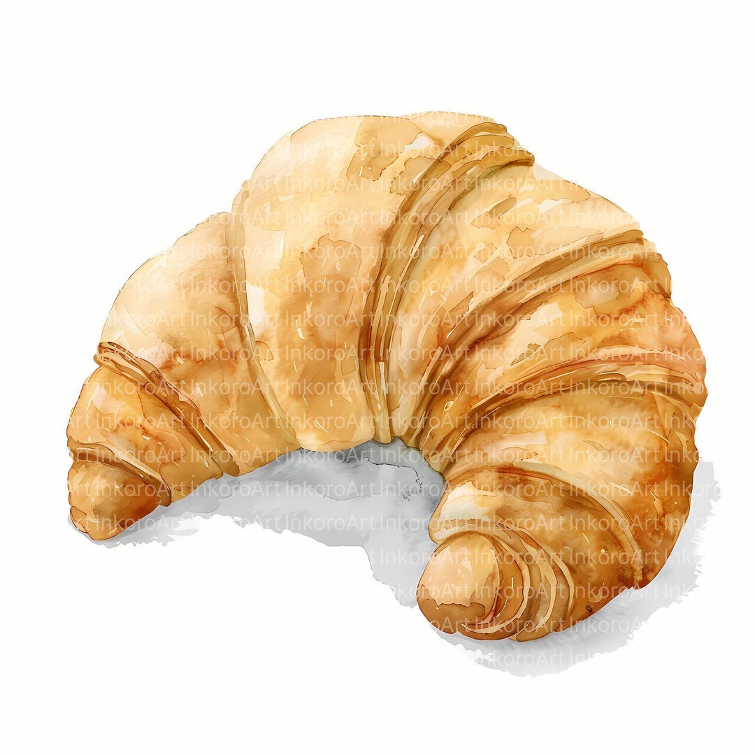 Watercolor Croissant Clipart | Flaky Pastry Bakery Art (digital ...