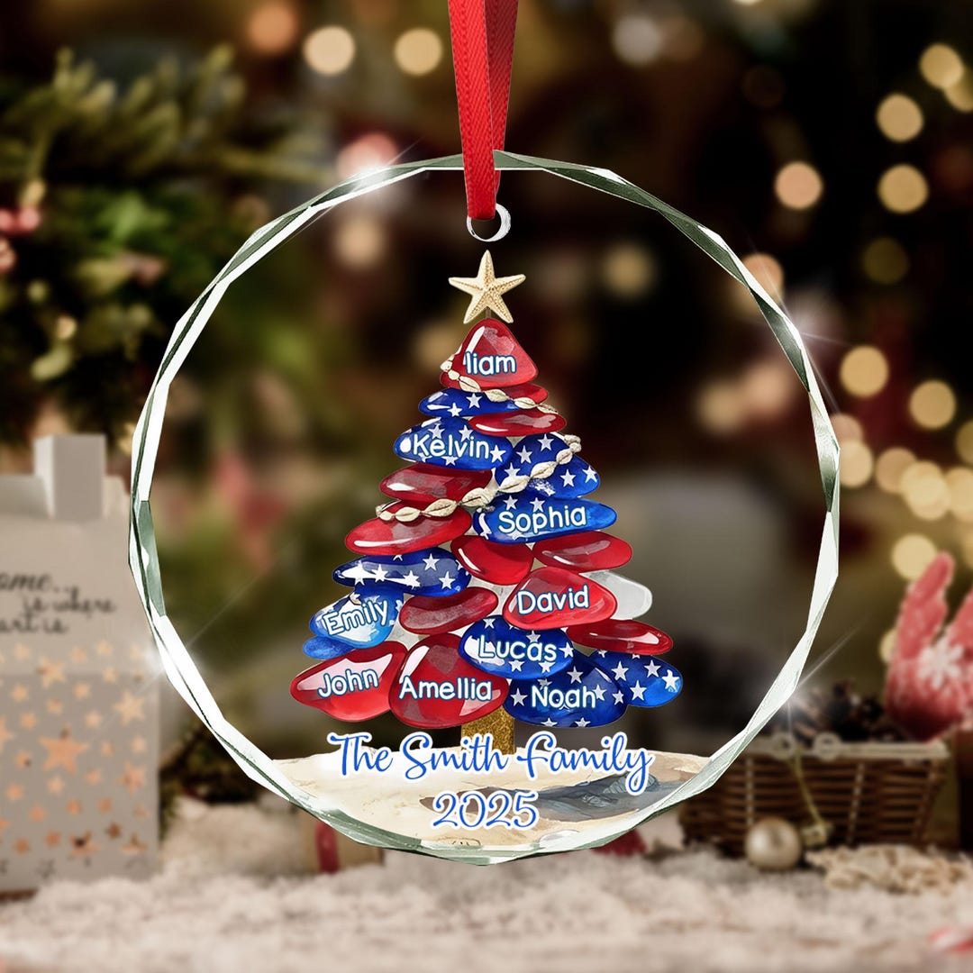 Personalized Sea Glass Family Tree Ornament, Personalized Large Family ...