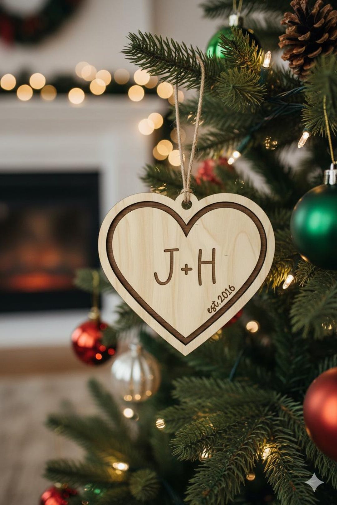 Personalized Dimensional Heart Ornament– Custom Initials & Est. Year ...