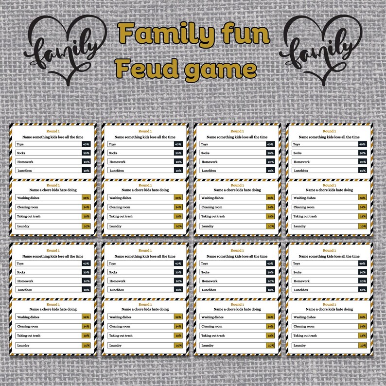 Family Feud Game | Printable Quiz, 38 Questions (digital Download ...