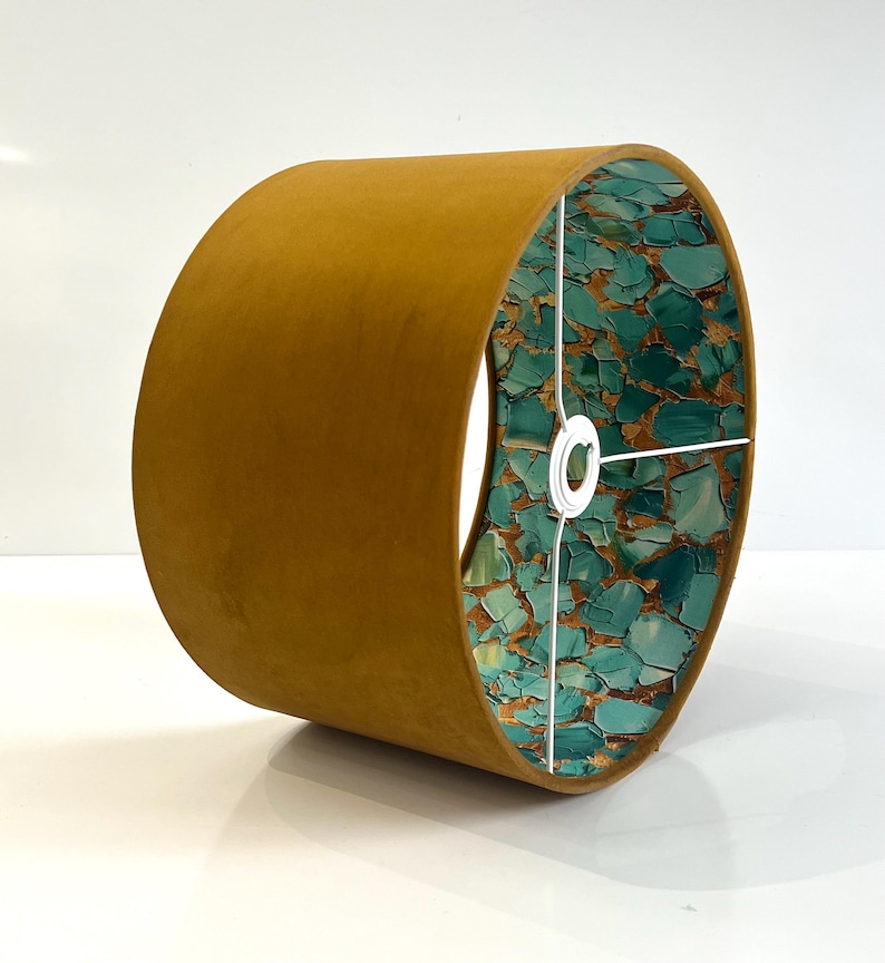 Handmade by Order Luxury Mustard Velvet With Jade Gold Abstract Paint ...
