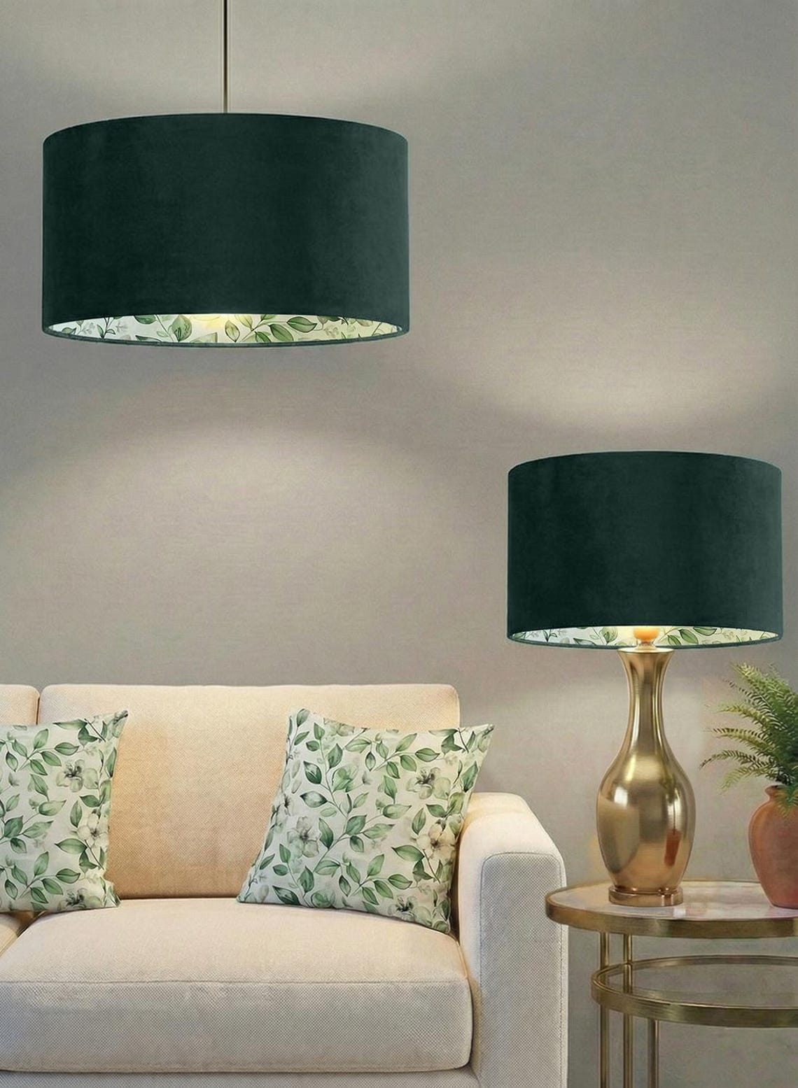 Handmade by Order Luxury Bottle Dark Green Velvet and Leaf Pattern ...