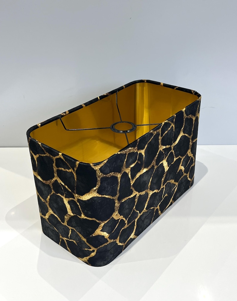 Handmade by Order Luxury Black Gold Lava Abstract Marble Geometric ...