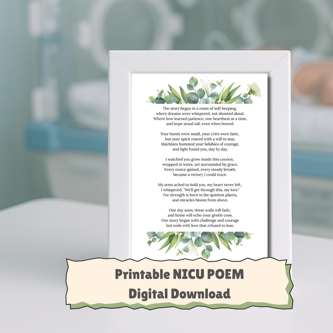 NICU Poem Gift | Baby NICU Printable Wall Art | Gift for NICU Mom ...