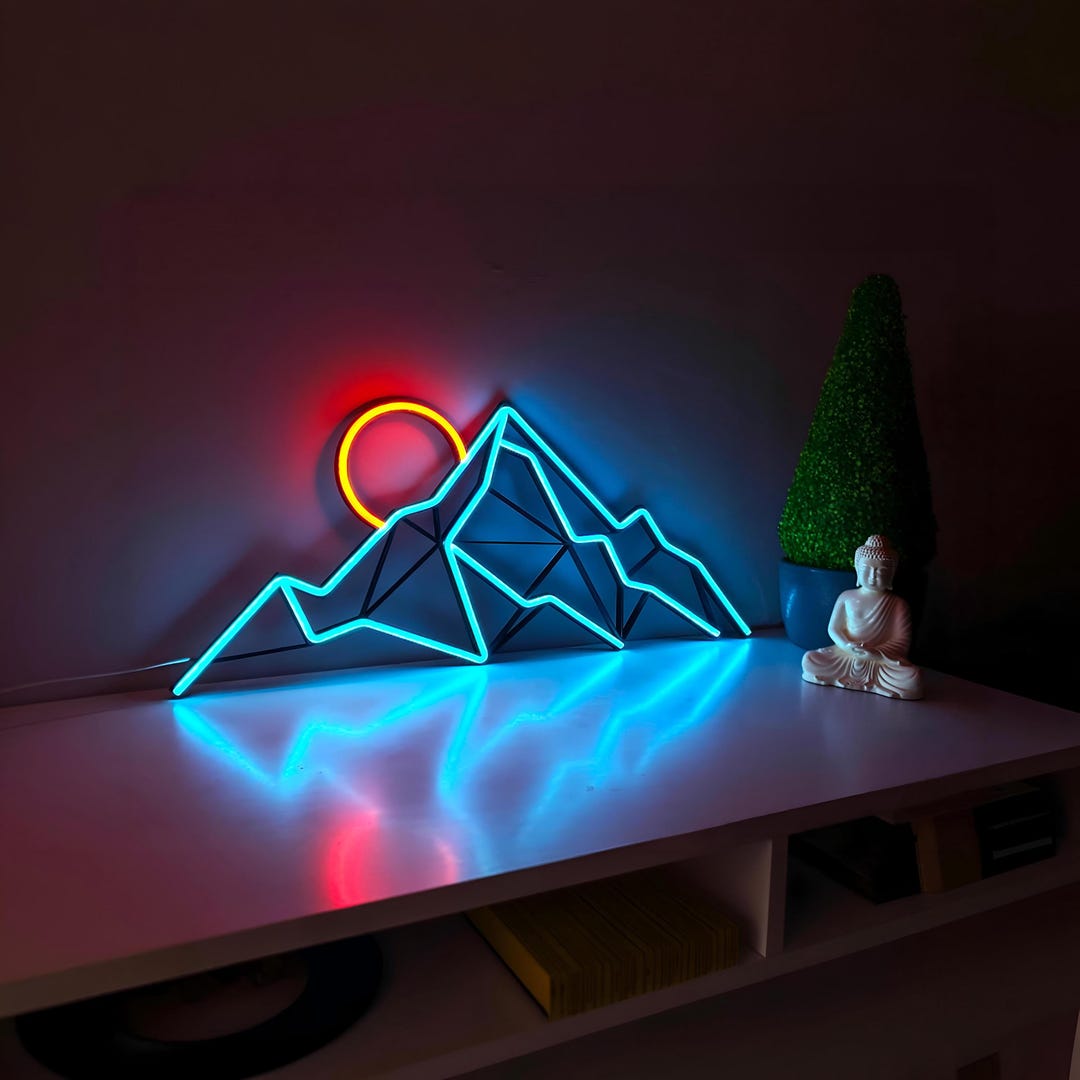 Neon Sign Decor – Mountain LED Wall Art Landscape Light for Man Cave ...